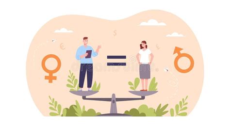 Gender Equality Concept Man Woman Social Balance Scale Sex Discrimination Male Female Identity