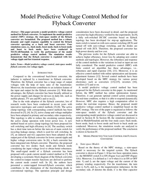 Pdf Model Predictive Voltage Control Method For Flyback Converter