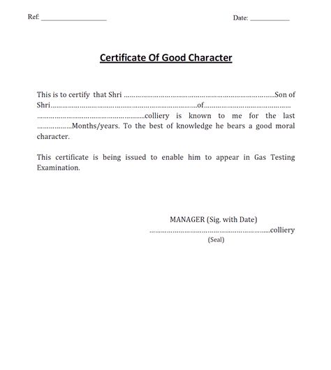 7 Character Certificate Templates Word Excel Samples