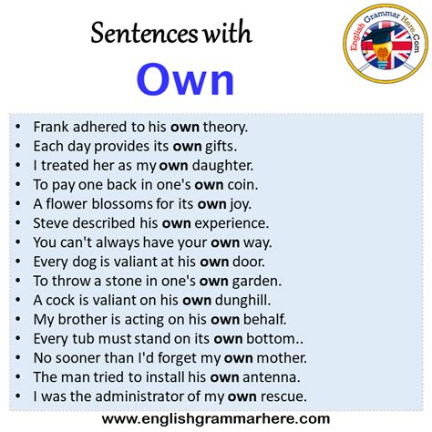 Sentences With Own Own In A Sentence In English Sentences For Own