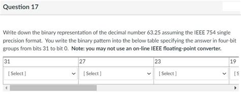 Solved Write Down The Binary Representation Of The Decimal