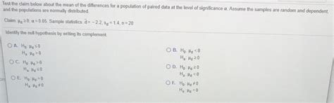 Solved Test The Claim Below About The Mean Of The