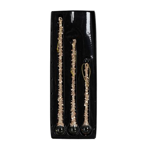 House Of Seasons ნაძვის ხის სათამაშოების ნაკრები 3 ცალი ოქროსფერი