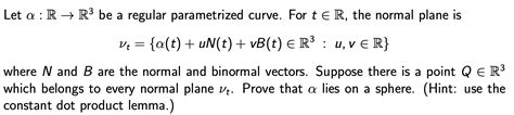 let α r→r3 be a regular parametrized curve for t∈r