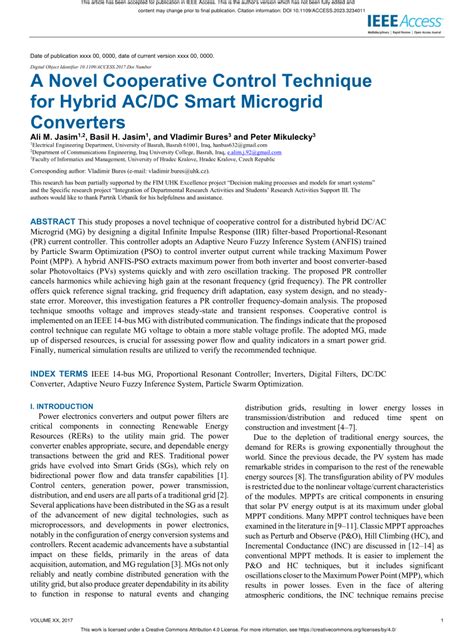Pdf A Novel Cooperative Control Technique For Hybrid Acdc Smart