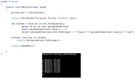 Count The Duplicate Chars In A Given String Using Linq Naveen Bandlas Blog