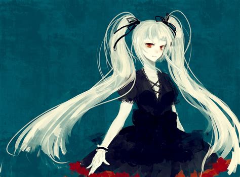 Аниме девушка с черно белыми волосами фото и картинки Abrakadabra Fun