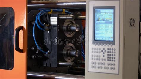 Close Up Injection Molding Machine With Control Panel Stock Footage