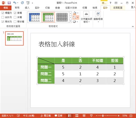 Powerpoint 表格內加入斜線教學 Office 指南