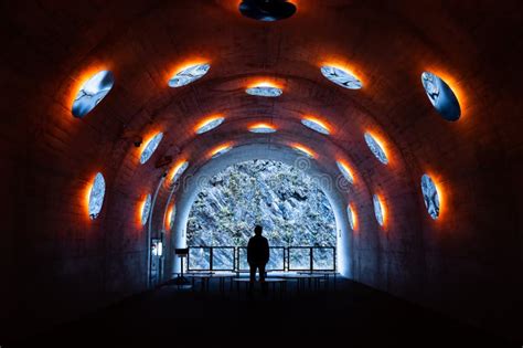 Kiyotsu Gorge Tunnel Of Light With Many Round Mirror Reflection And Art
