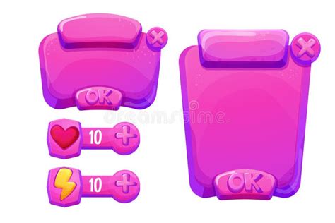 Set Jelly Fantasy Interface Template Game Menu And Setting Buttons In Cartoon Style Isolated On