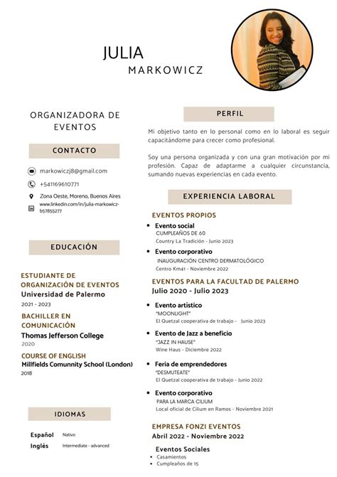 Mi Nombre Es Julia Markowicz Tengo 22 Años En Diciembre Me Gradué De La Carrera Organización