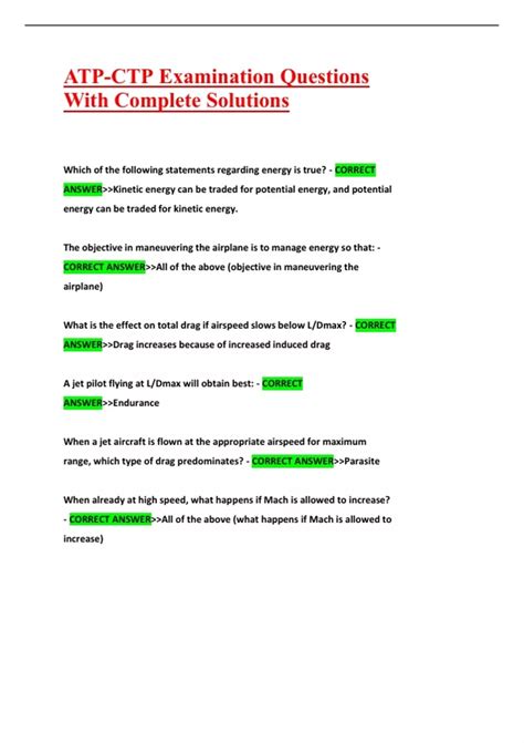 Atp Ctp Examination Questions With Complete Solutions Cna Certified Nursing Assistant