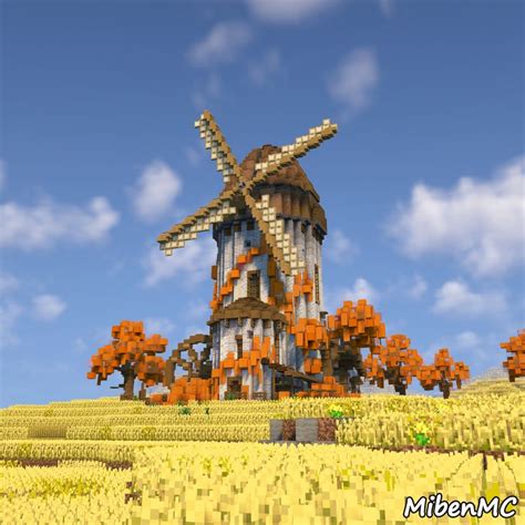 Overgrown Windmill Java World Download MibenMC Windmill Minecraft Architecture Minecraft