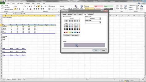 28 Fill Color Pattern And Gradients Ms Excel Urdu Ms Office 2010 Tutorials Youtube