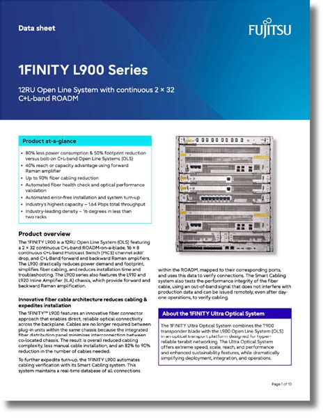 1finity Ultra Optical System Fujitsu Network Communications Fujitsu United States