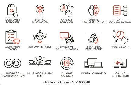 Vector Set Linear Icons Related Automation Stock Vector Royalty Free Shutterstock