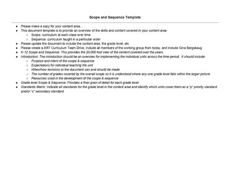 Scope And Sequence Template Exams Art Docsity