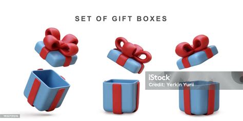 열린 선물 상자의 3d 현실적인 세트 벡터 일러스트 레이 션입니다 3차원 형태에 대한 스톡 벡터 아트 및 기타 이미지 3차원 형태 개념 개체 그룹 Istock