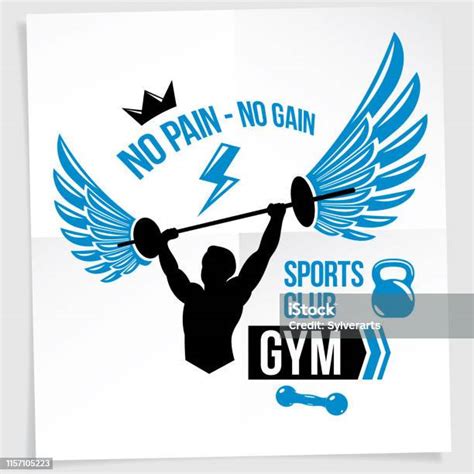 바벨 스포츠 장비를 들고 근육 보디의 벡터 일러스트로 만든 체육관 광고 전단지 고통도 없고 이득도 없습니다 교차 훈련법에 대한