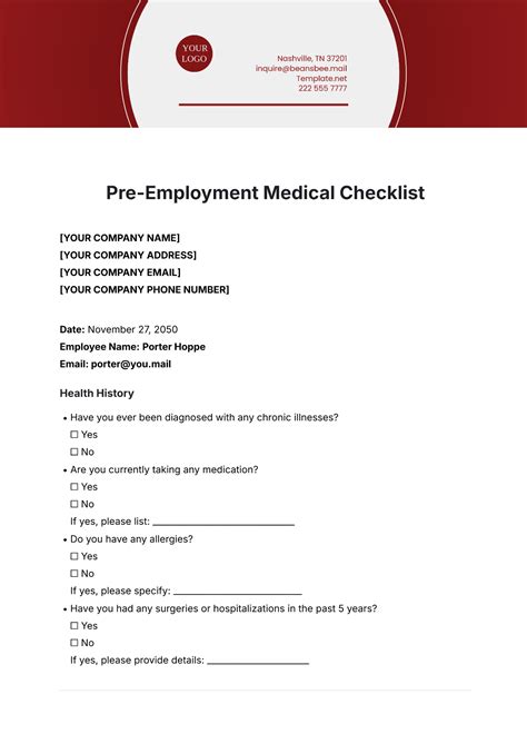 Free Pre-Surgery Checklist Template to Edit Online
