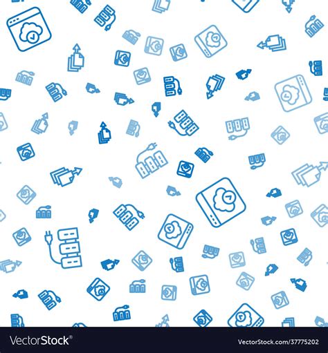 Set Line Server Cloud Technology Data Transfer Vector Image