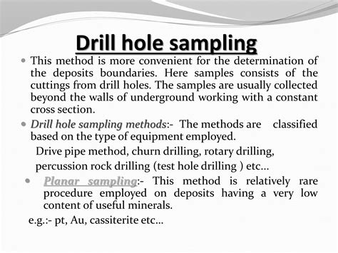 Sampling Techniques For Mineral Deposit Pptx