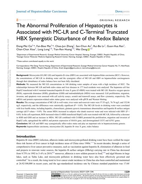 Pdf The Abnormal Proliferation Of Hepatocytes Is Associated With Mc
