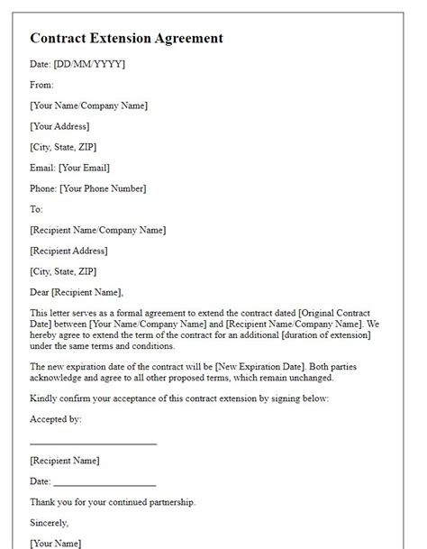 Letter Template For Contract Extension Acceptance Free Samples In Pdf Letterin