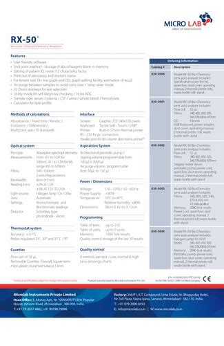 Fully Automatic Micro Lab Rx 50 Biochemistry Analyzer Assays Clinical Chemistry At ₹ 183000