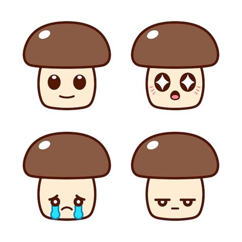 Premium Vector Set Of Cute Mushroom Stickers