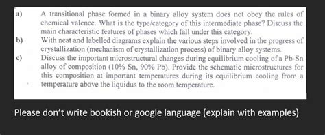Solved A A Transitional Phase Formed In A Binary Alloy