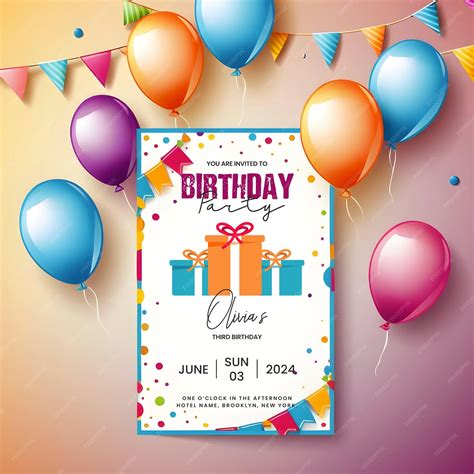 Premium Psd Happy Birthday Party Invitation Card Fully Editable