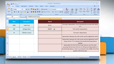 how to use excel vdb function excel tutorial youtube