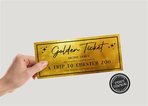 Plantilla De Boleto Dorado Descargable 23200 Ticket Dorado