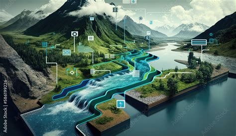 Illustrazione Stock Ai In Water Management Plays A Vital Role In