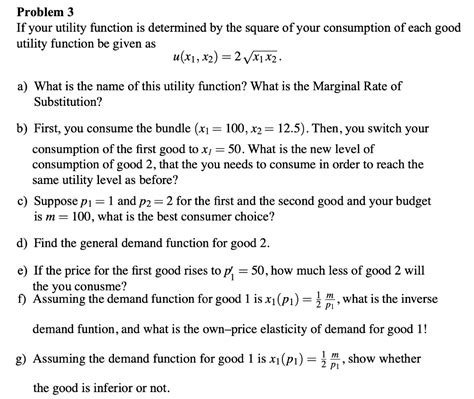 solved problem 3 if your utility function is determined by