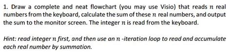 solved draw a complete and neat flowchart you may use