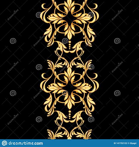 Seamless Border Pattern On Black Stock Illustration Illustration Of