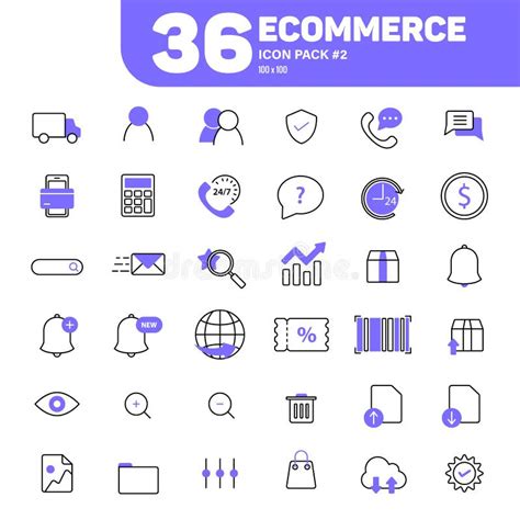 36 Ecommerce Icons Pack 2 Lineal Color E Commerce Icons Stock Vector Illustration Of Truck