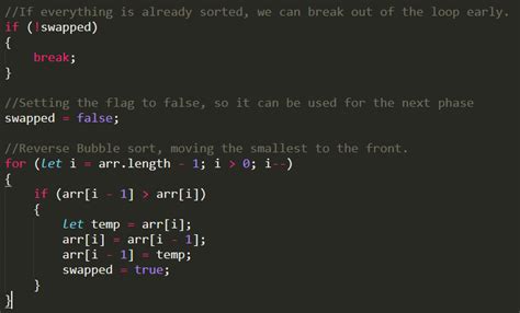 Cocktail Sort In Javascript Just Want The Code Scroll All The Way