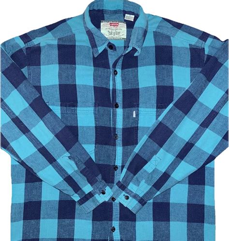 Vintage Levis Strauss Flannel Shirt Button M Mens Lo Gem
