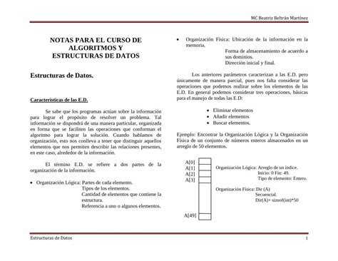 PDF NOTAS PARA EL CURSO DE ALGORITMOS Y Bbeltran NotasTDA PdfEstructuras De Datos Las