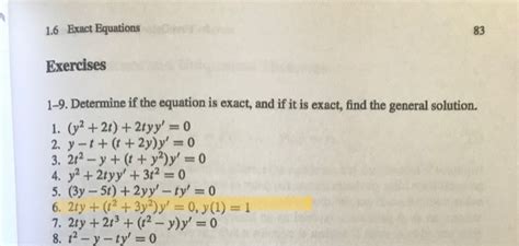 Solved Exact Equations Exercises Determine If The Chegg
