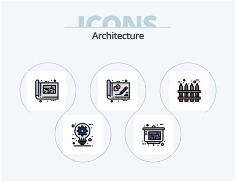 Architecture Line Filled Icon Pack 5 Icon Design Labour Architecture Power Tool Compass