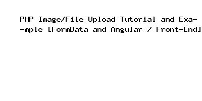 PHP Image File Upload Tutorial And Example FormData And Angular 7