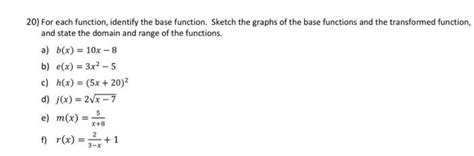 Solved For Each Function Identify The Base Function Chegg