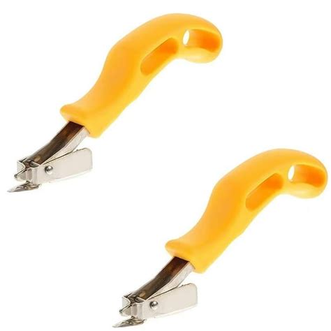 Shenmo 2 Pieces Staple Puller Metal Staple Puller Claw Staple Puller Office Accessories Yellow