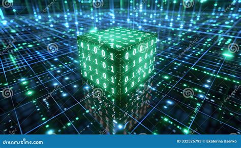 Binary Code Cube In Futuristic Digital Matrix Stock Illustration Illustration Of Cyber Coding