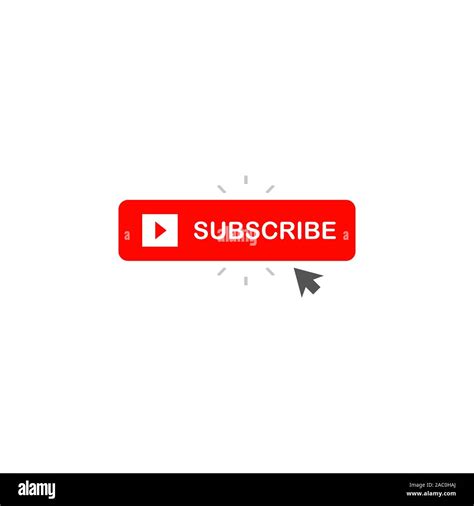 Subscribe Red Button On White Background Pointer Icon Flat Vector Isolated Illustration Stock